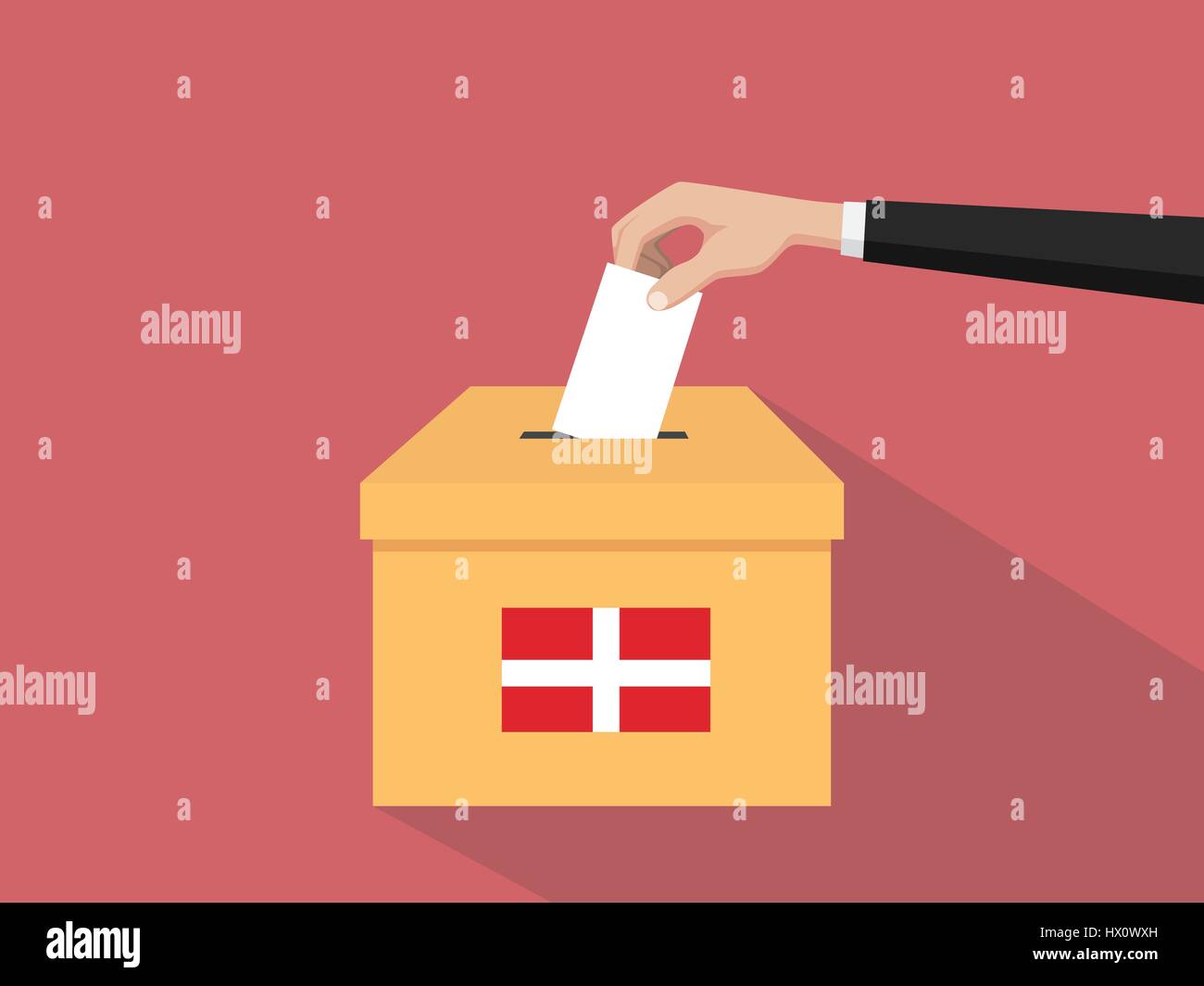 denmark vote election concept illustration with people voter hand gives ...
