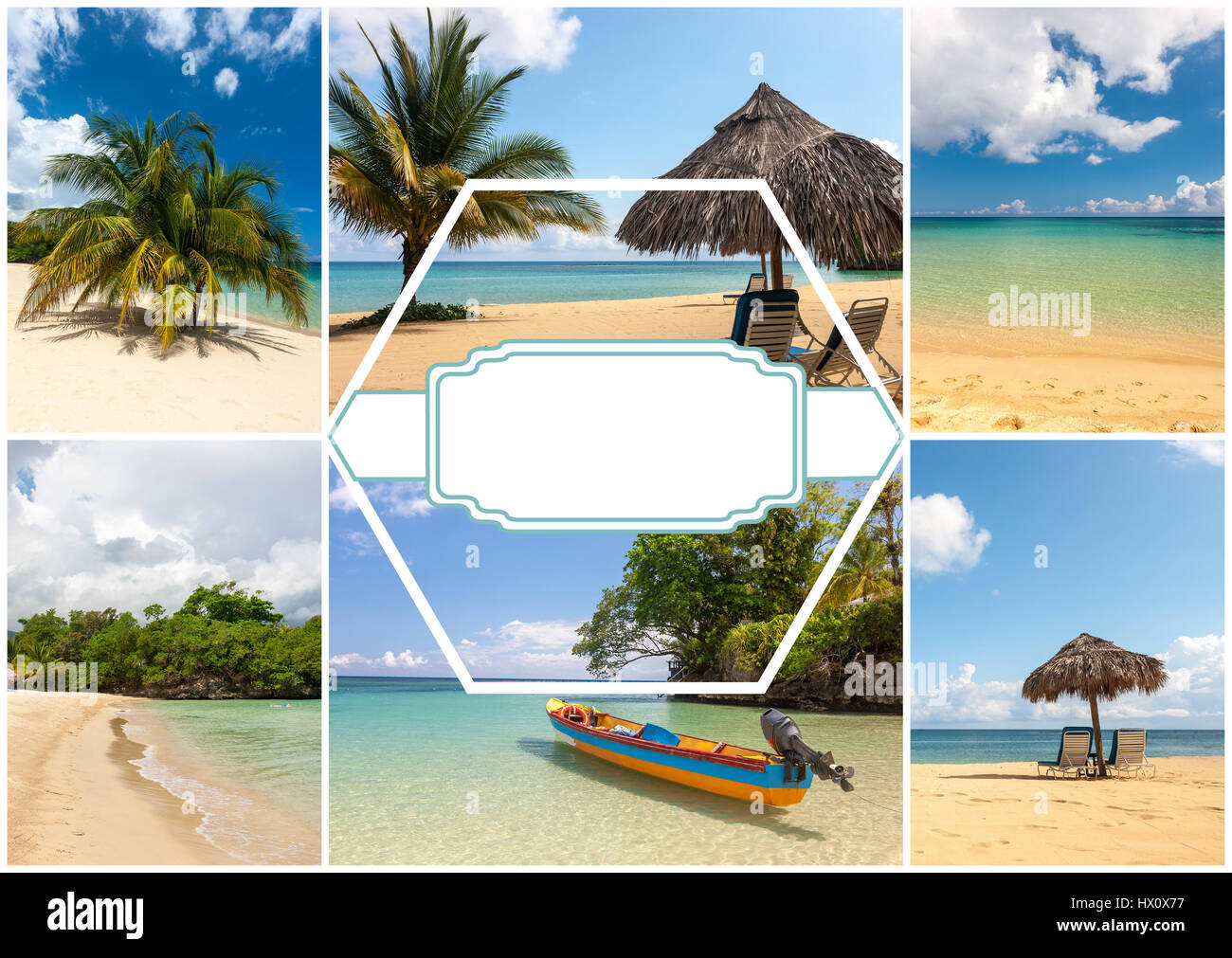 Collage of beach holiday scenes Stock Photo - Alamy