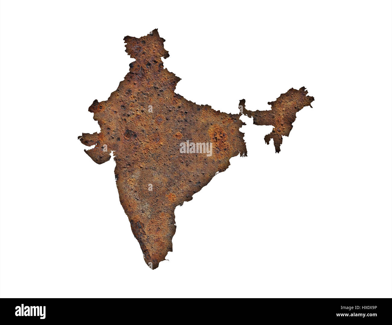 Map of India on rusty metal Stock Photo - Alamy