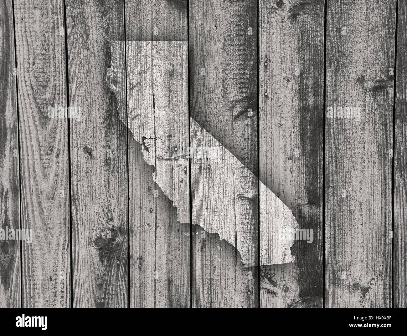 Map of California on weathered wood Stock Photo - Alamy