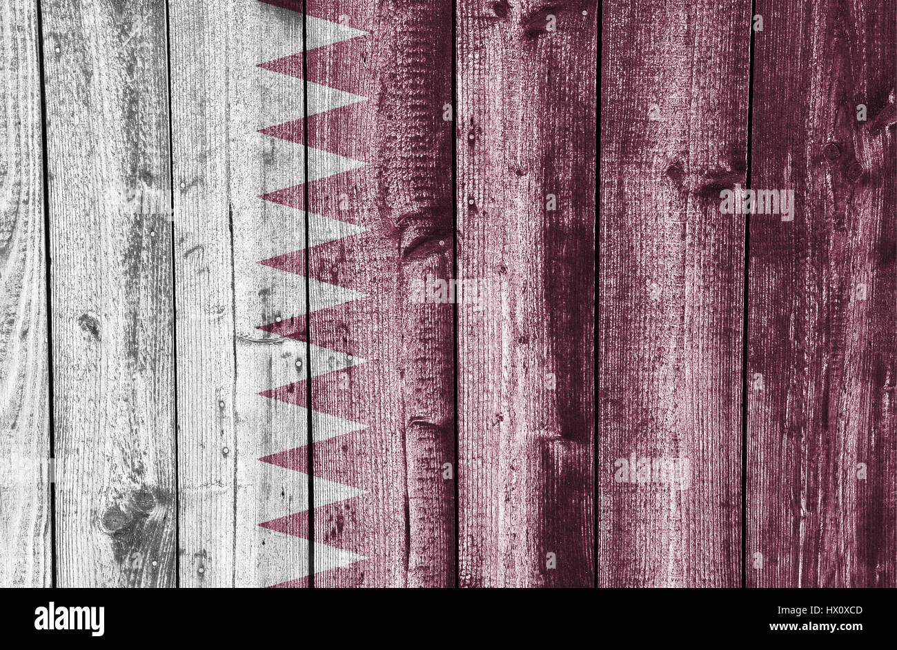 Flag of Qatar on weathered wood Stock Photo - Alamy
