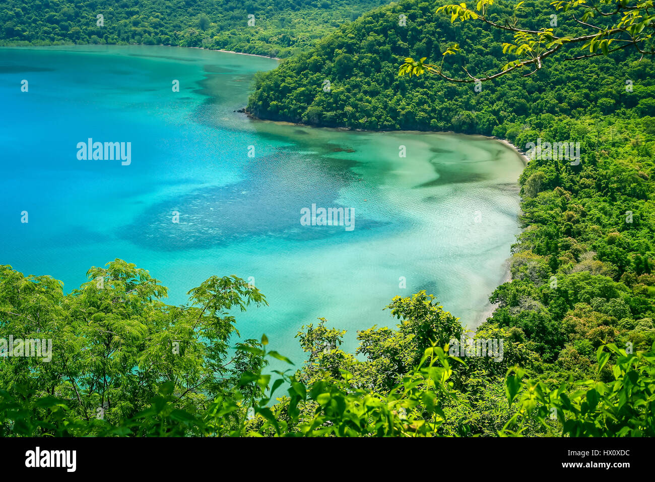 Beautiful lagoon in the jungle on the Indonesian island of Sumbawa ...