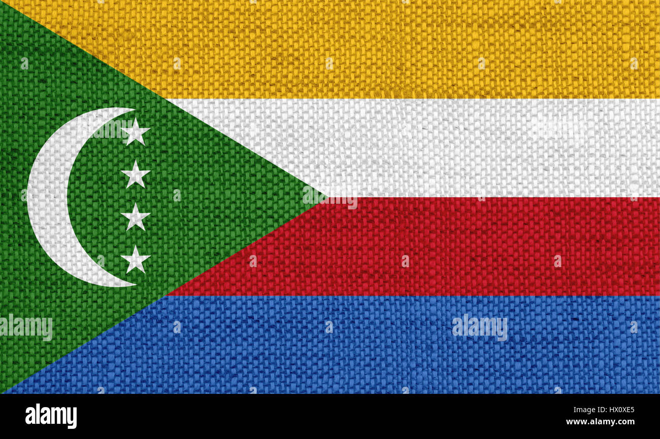 Flag of Comoros on old linen Stock Photo - Alamy