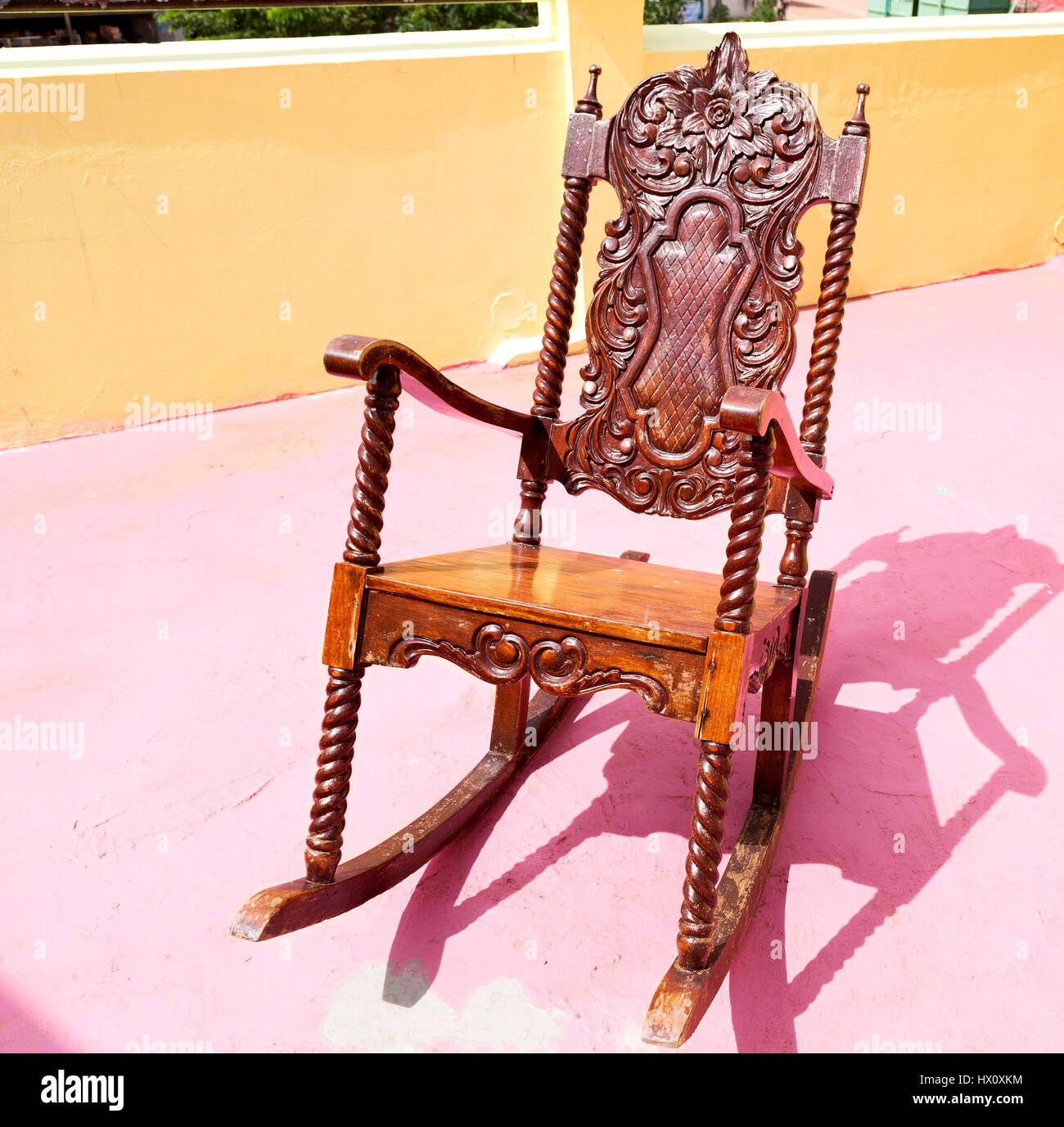 in philippines old dirty terrace whith rocking chair empty Stock Photo ...