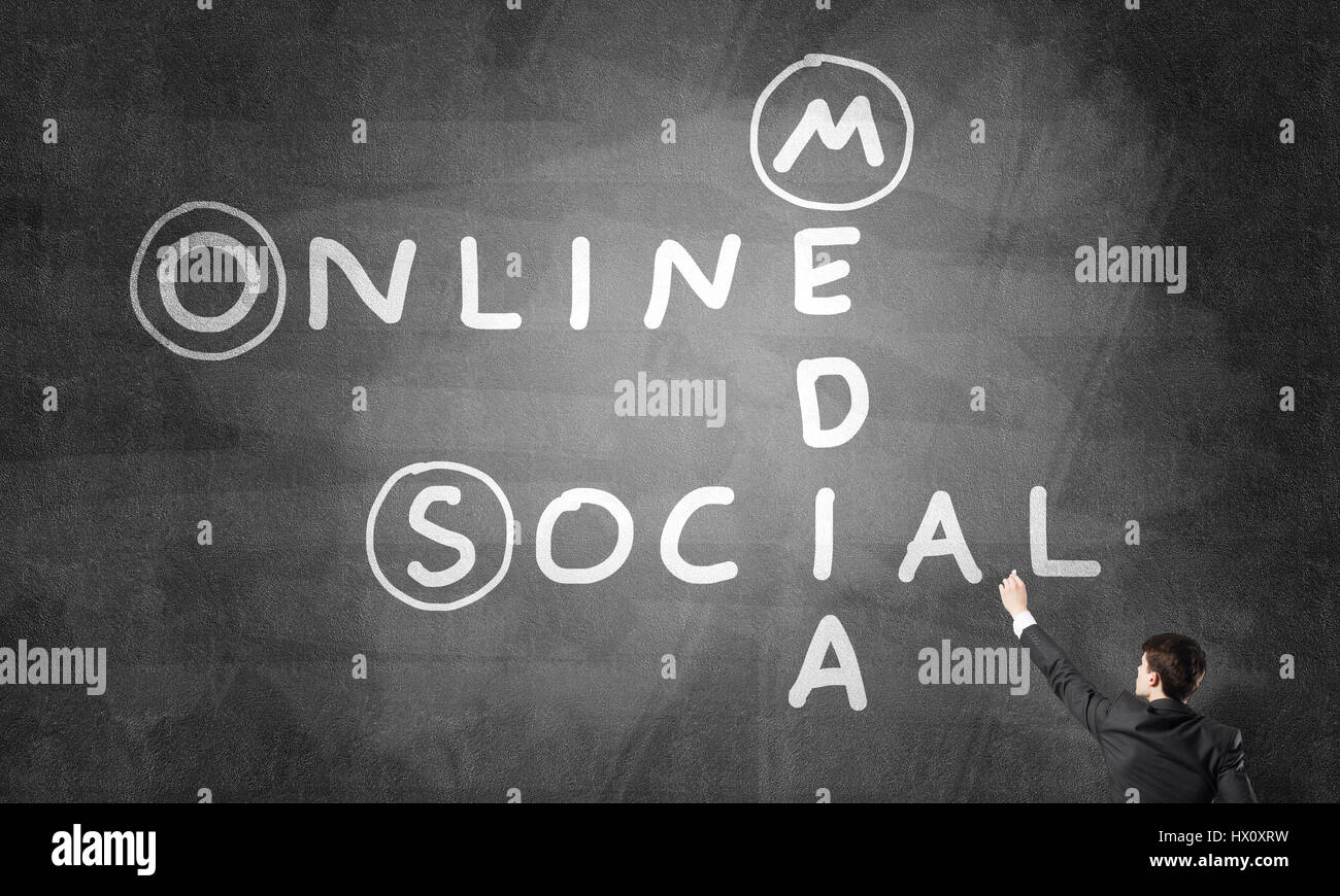 Seminar trainer draw on chalkboard Stock Photo - Alamy