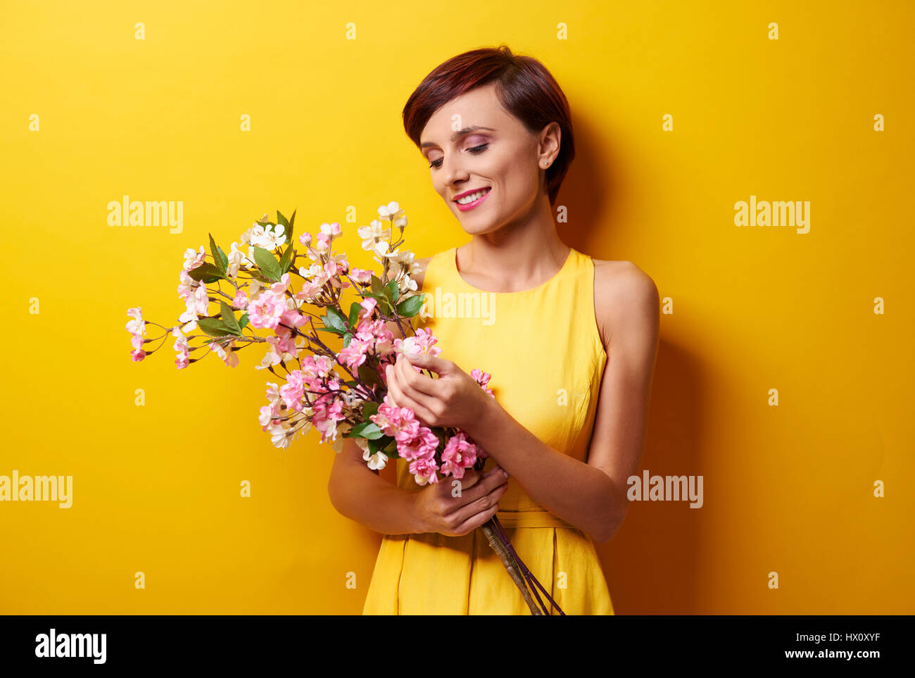 Delighted smiling woman close hi-res stock photography and images - Alamy