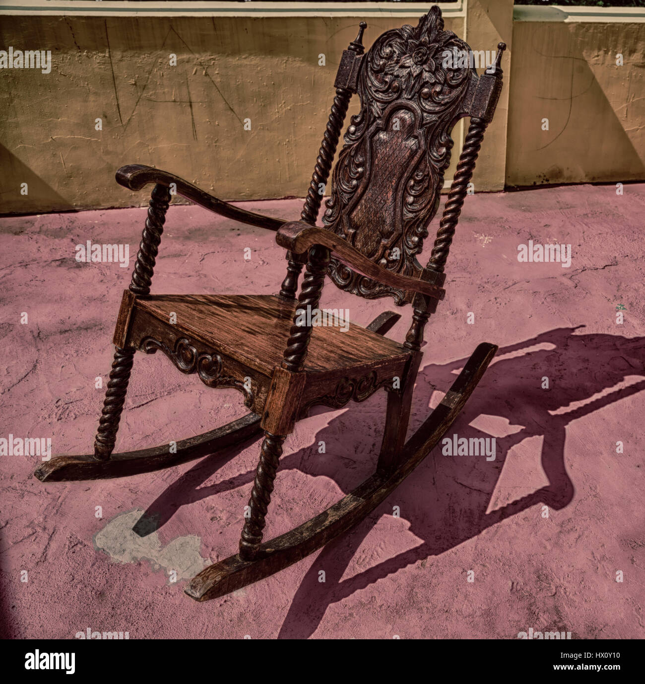 in philippines old dirty terrace whith rocking chair empty Stock Photo ...