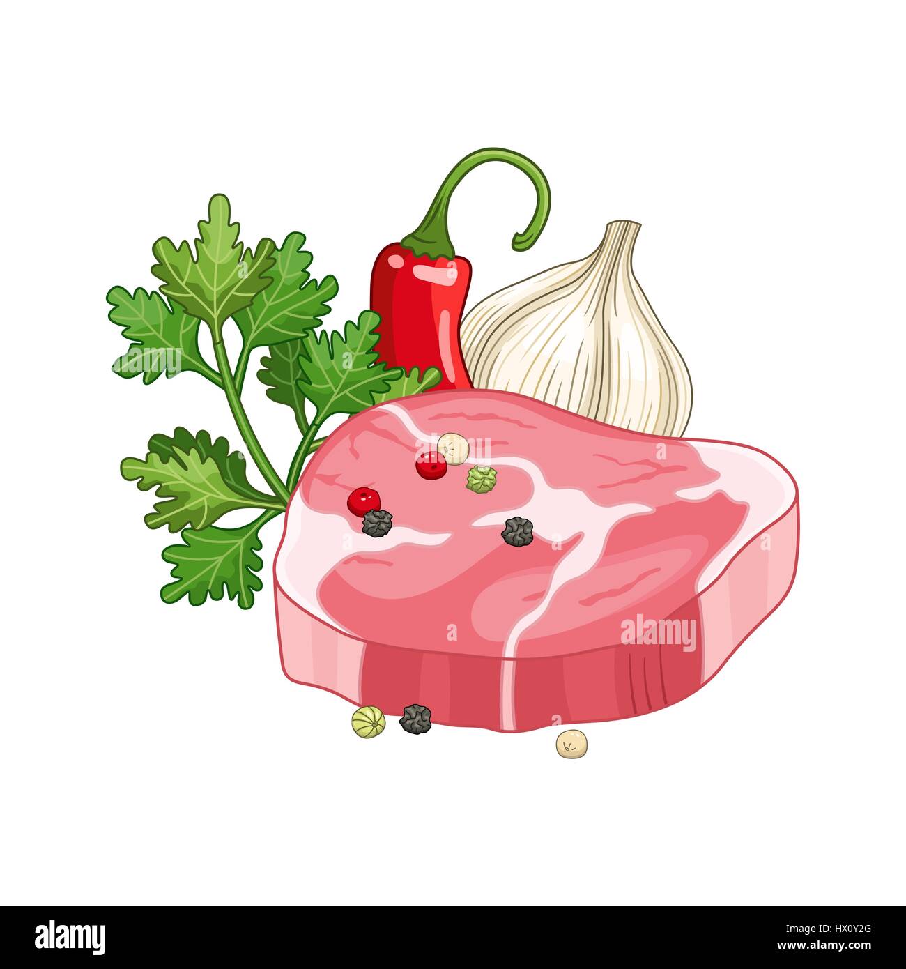 Meat ham herbs spices Stock Vector Images - Alamy