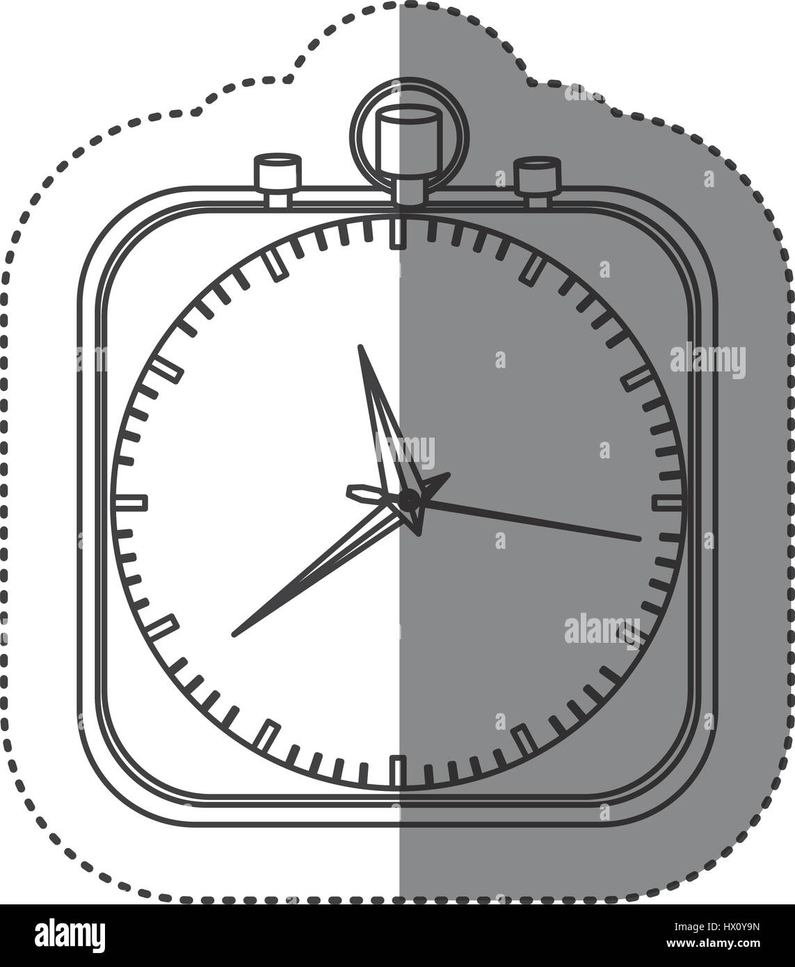 sticker of monochrome stopwatch in shape square Stock Vector Image ...