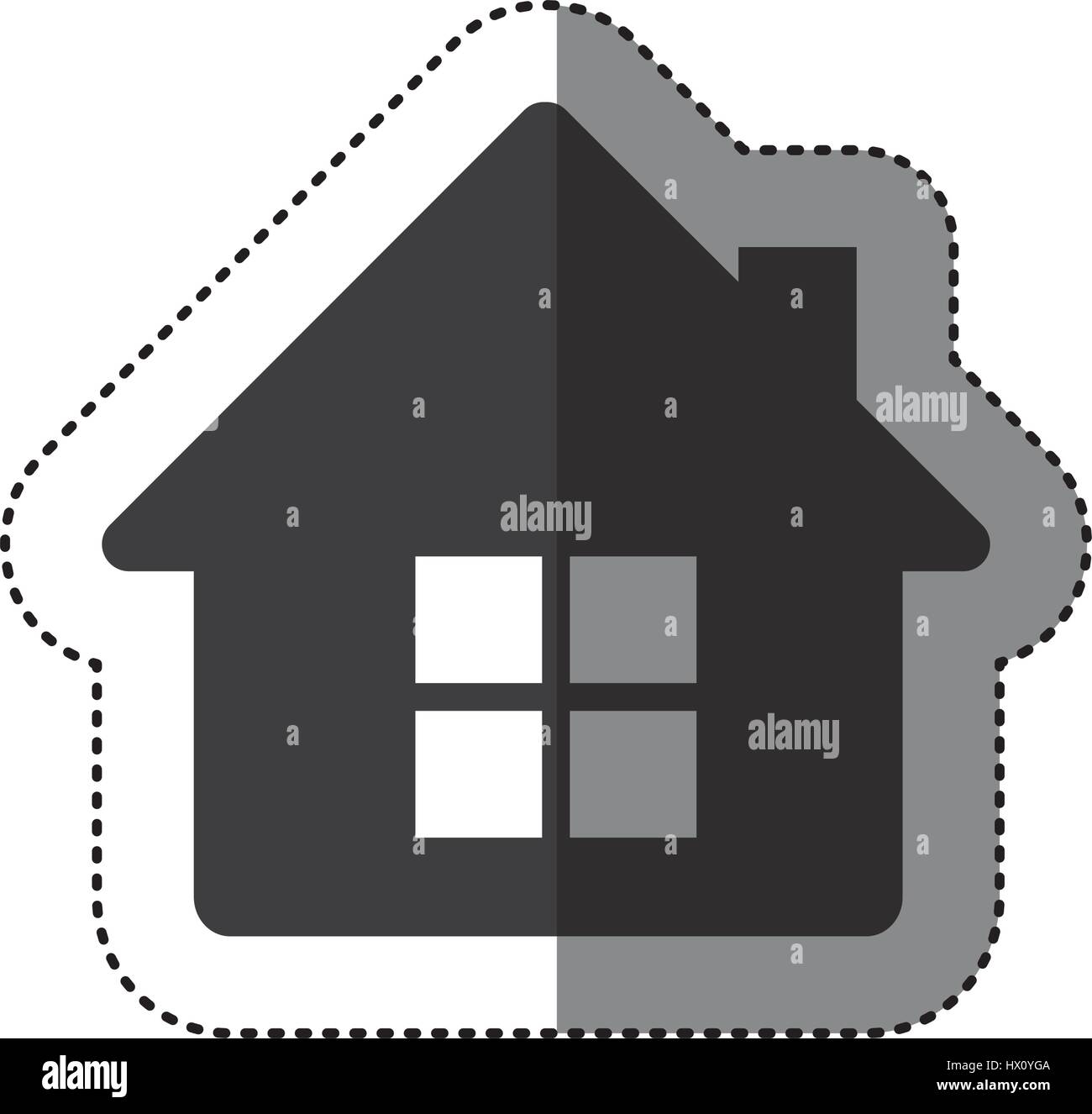 sticker of black silhouette of house side view in white background ...