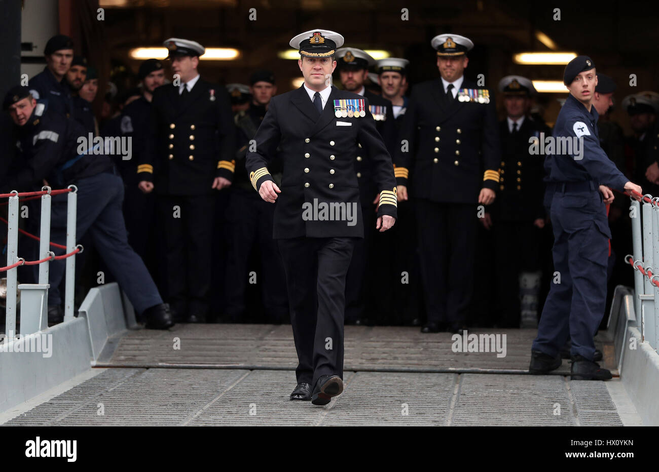 Captain rob pedre disembarks hms ocean hi-res stock photography and ...