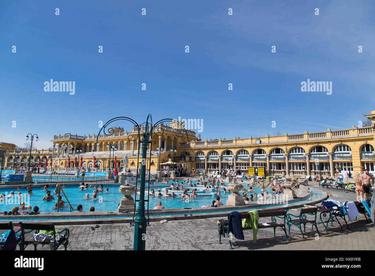 Outside pool area at the Széchenyi Thermal Bath in Budapest Hungary ...