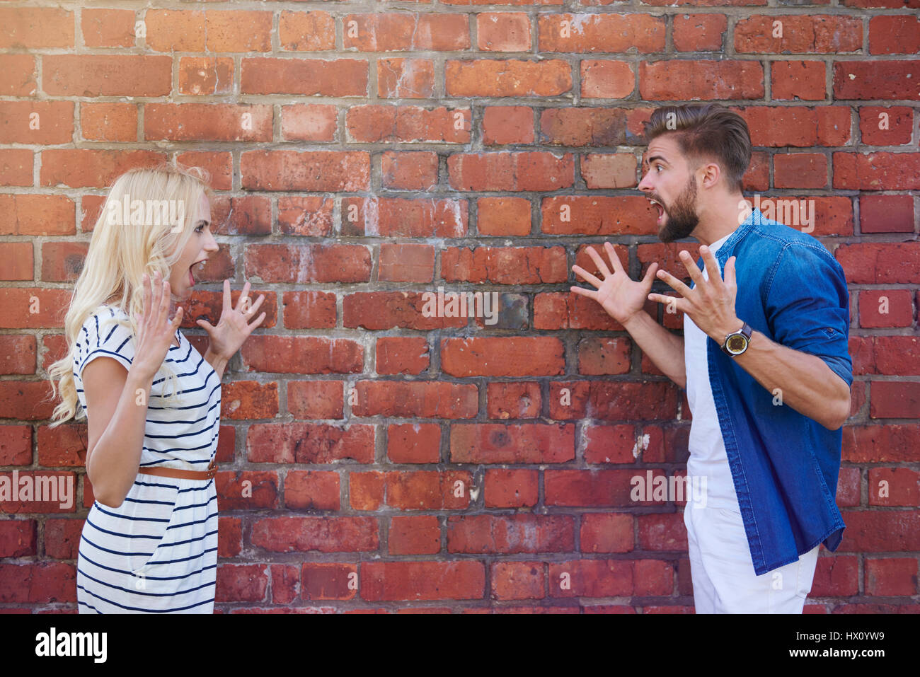 Couple conflict outdoors woman hi-res stock photography and images - Alamy