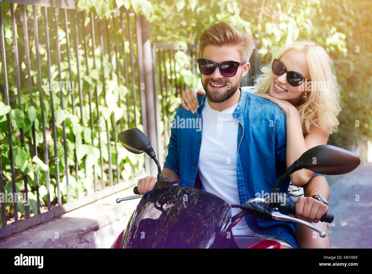 Love in motorbike hi-res stock photography and images - Alamy