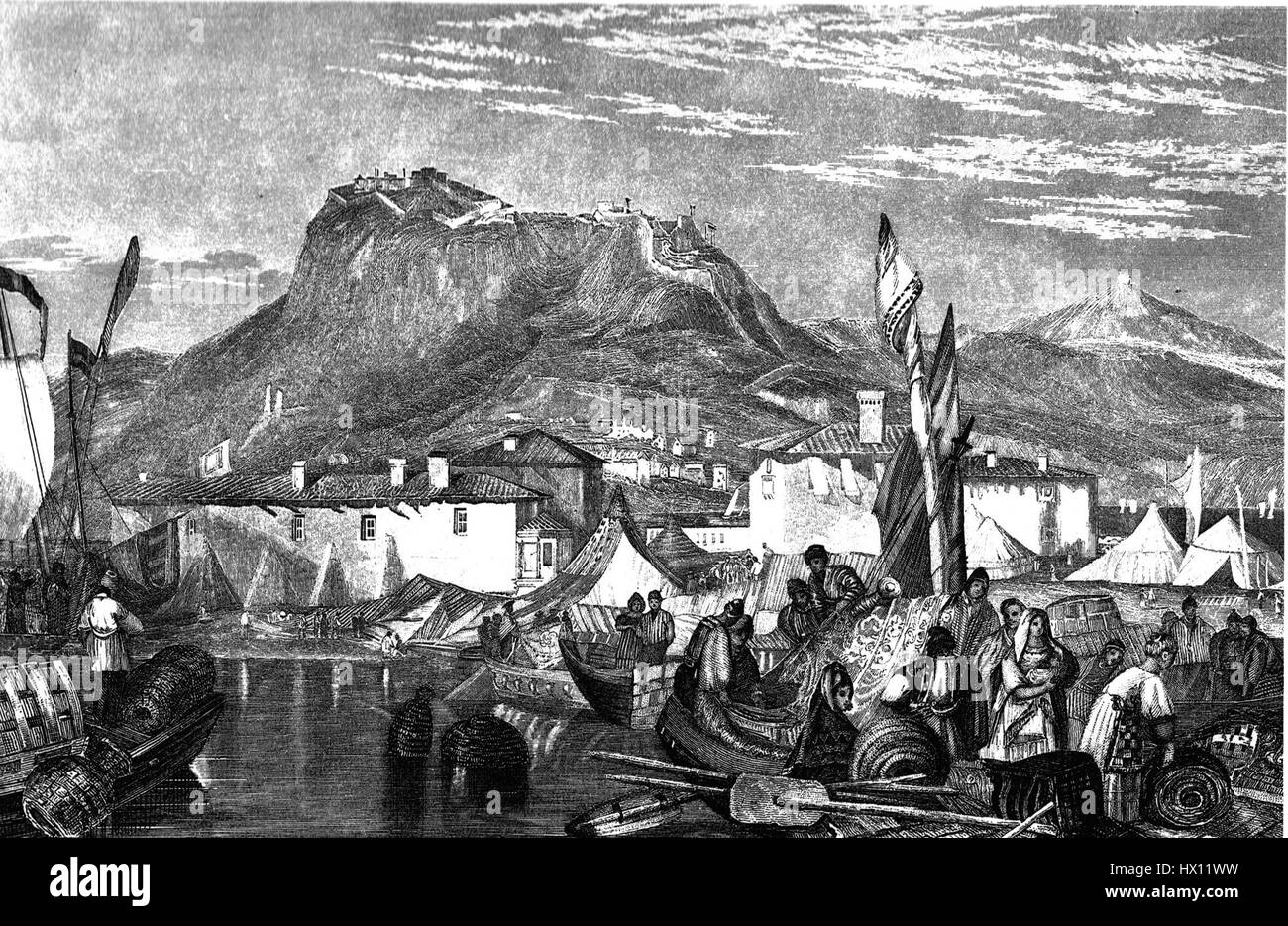 The Corinth engraving from around 1830 is an etching depicting the ...