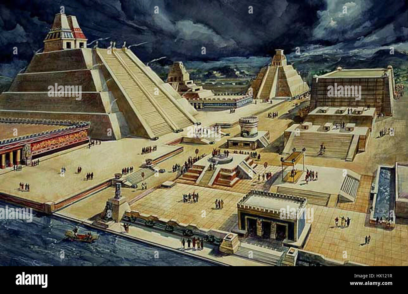 The 'Conquista de Tenochtitlan' depicts the Spanish conquest of the ...