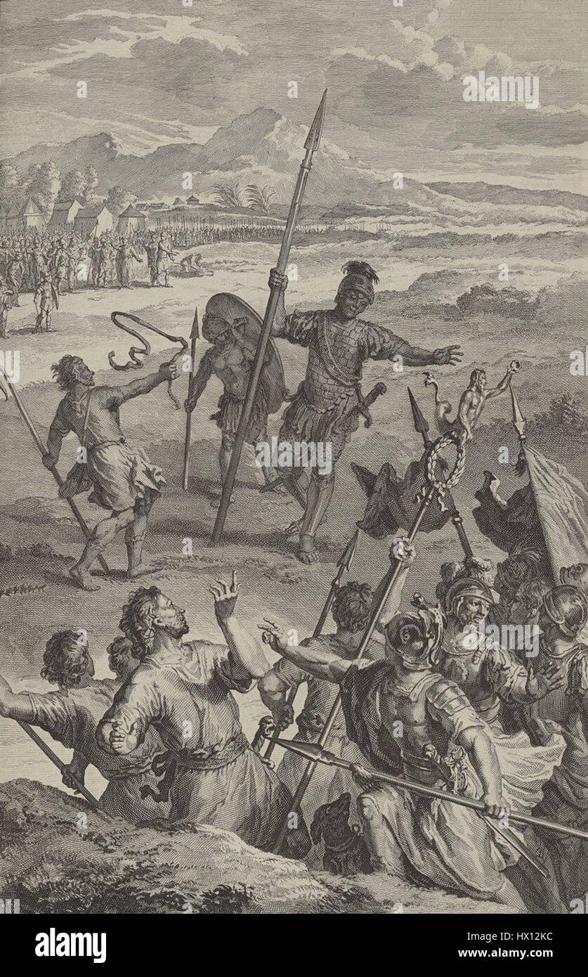 'David frappe Goliath' depicts the biblical scene of David striking ...