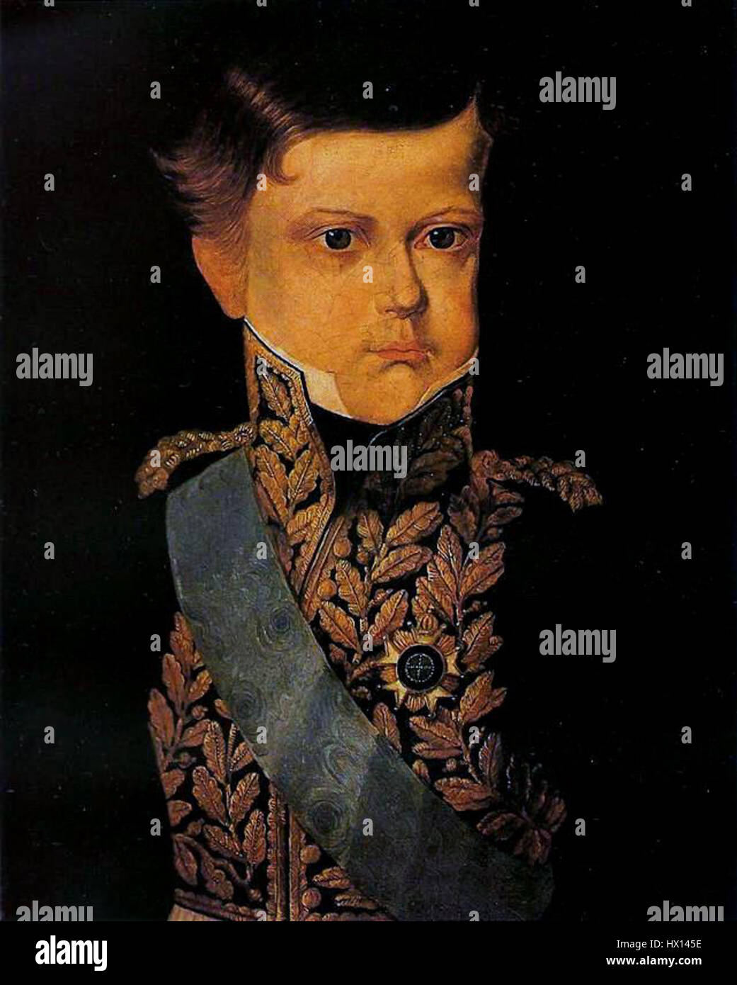 This portrait by Francisco de Souza Lobo depicts Dom Pedro II of Brazil ...