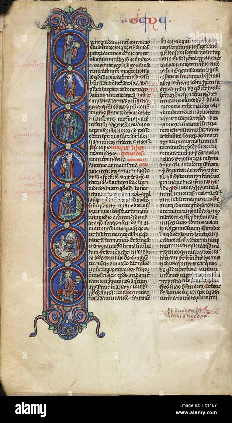 A medieval illuminated manuscript from the Fécamp Bible, showing the ...