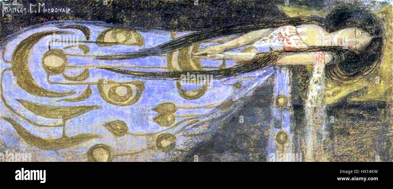 'The Sleeping Princess' by Frances MacDonald is a 1910 painting that ...