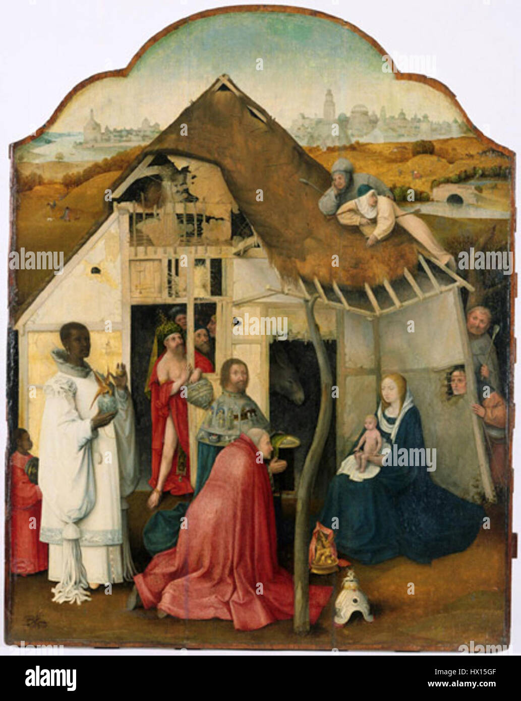 The 'Adoration of the Magi' by the Circle of Bosch features the biblical scene of the three wise ...