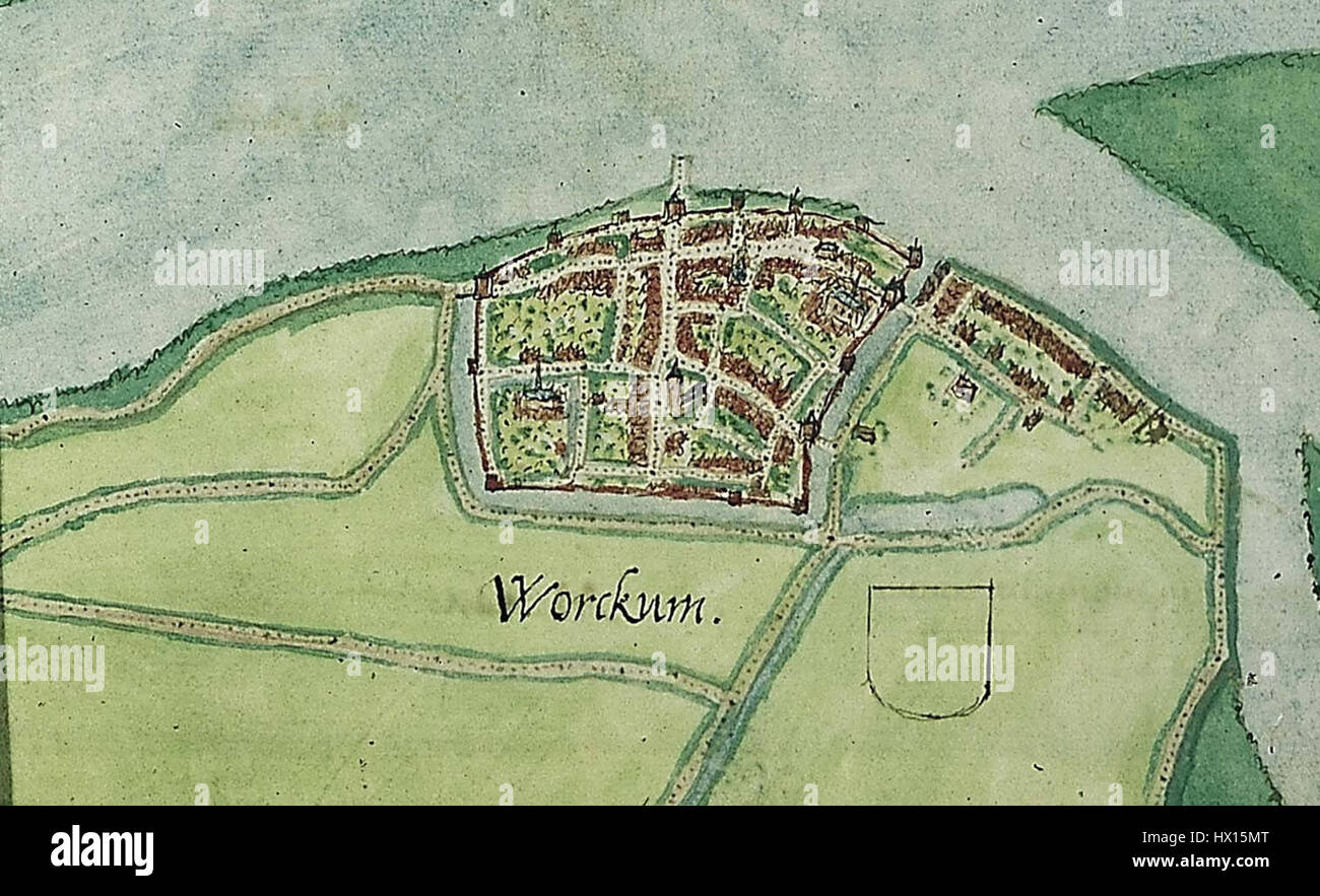 The detailed map of Woudrichem from 1545 by Van Deventer offers a ...