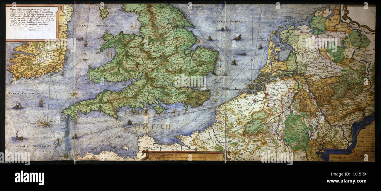 England and the Low Countries, old map by Christiaan Sgroten Stock ...