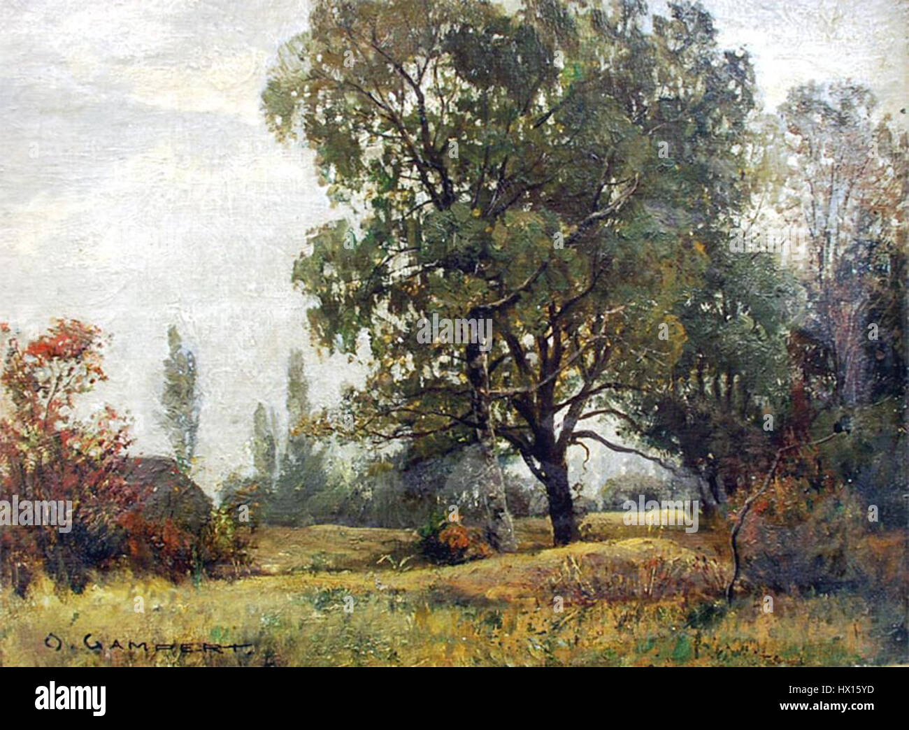 'Podvecerni krajina' (Evening Landscape) is a painting by Otto Gampert, depicting a serene ...