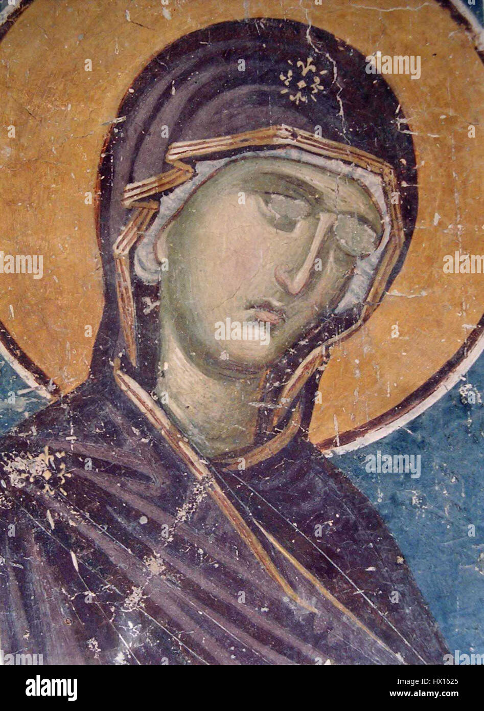 The frescoes from the St. Sophia Church in Ohrid depict scenes from Christian history, created ...