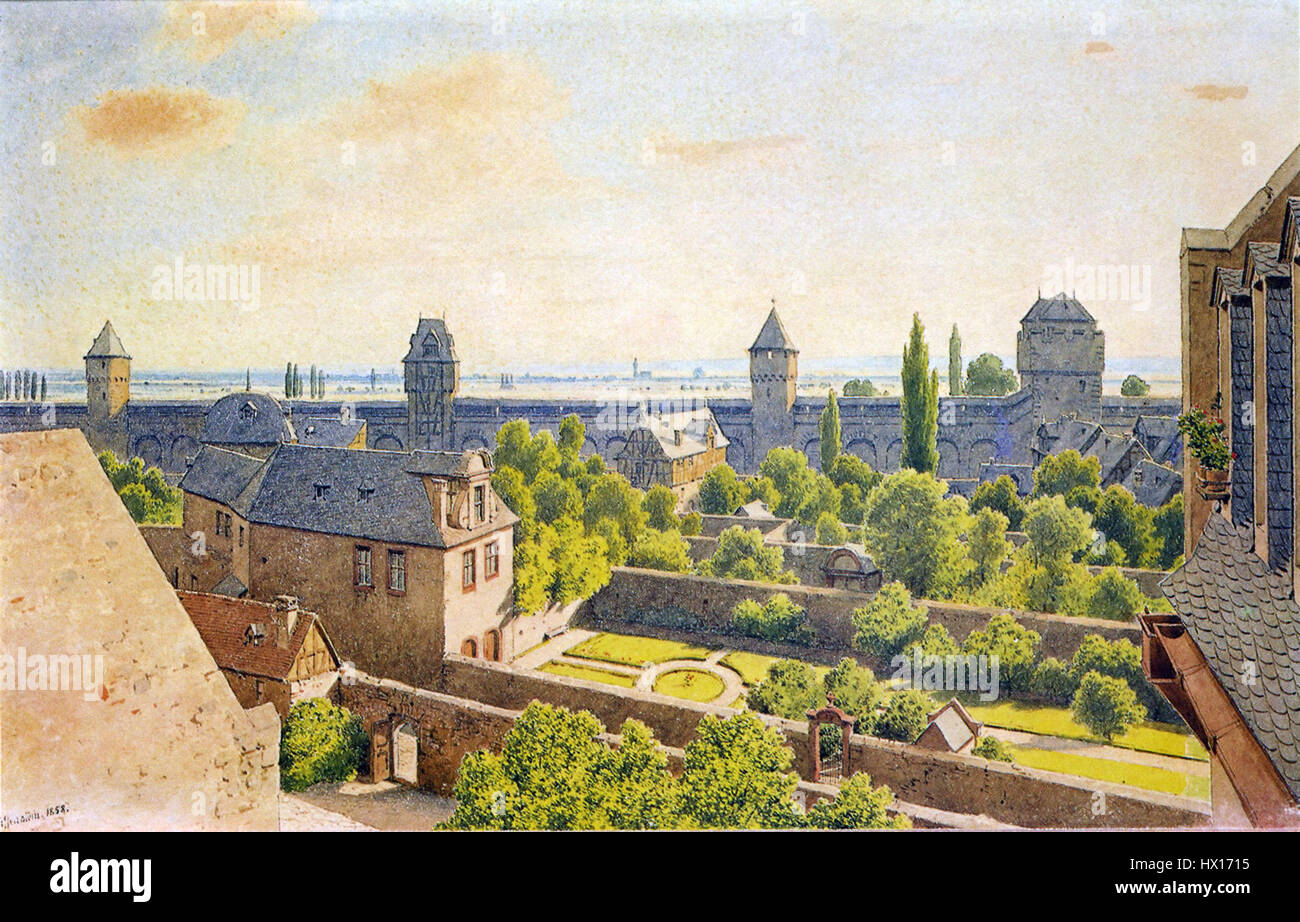 'Frankfurt Stadtmauer 1750' depicts the city walls of Frankfurt as they ...