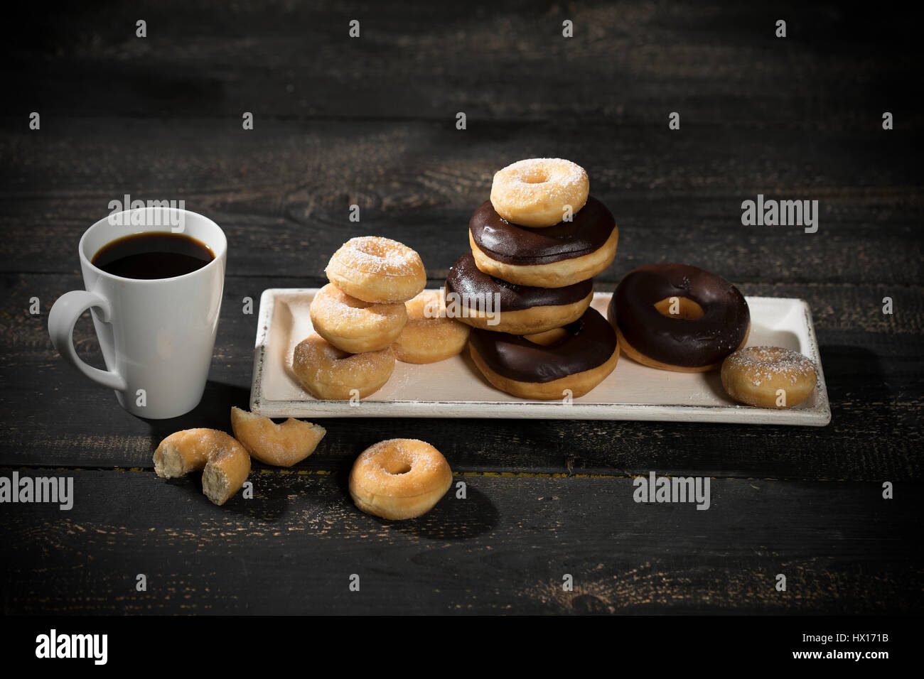 Doughnuts and mug of coffee Stock Photo - Alamy