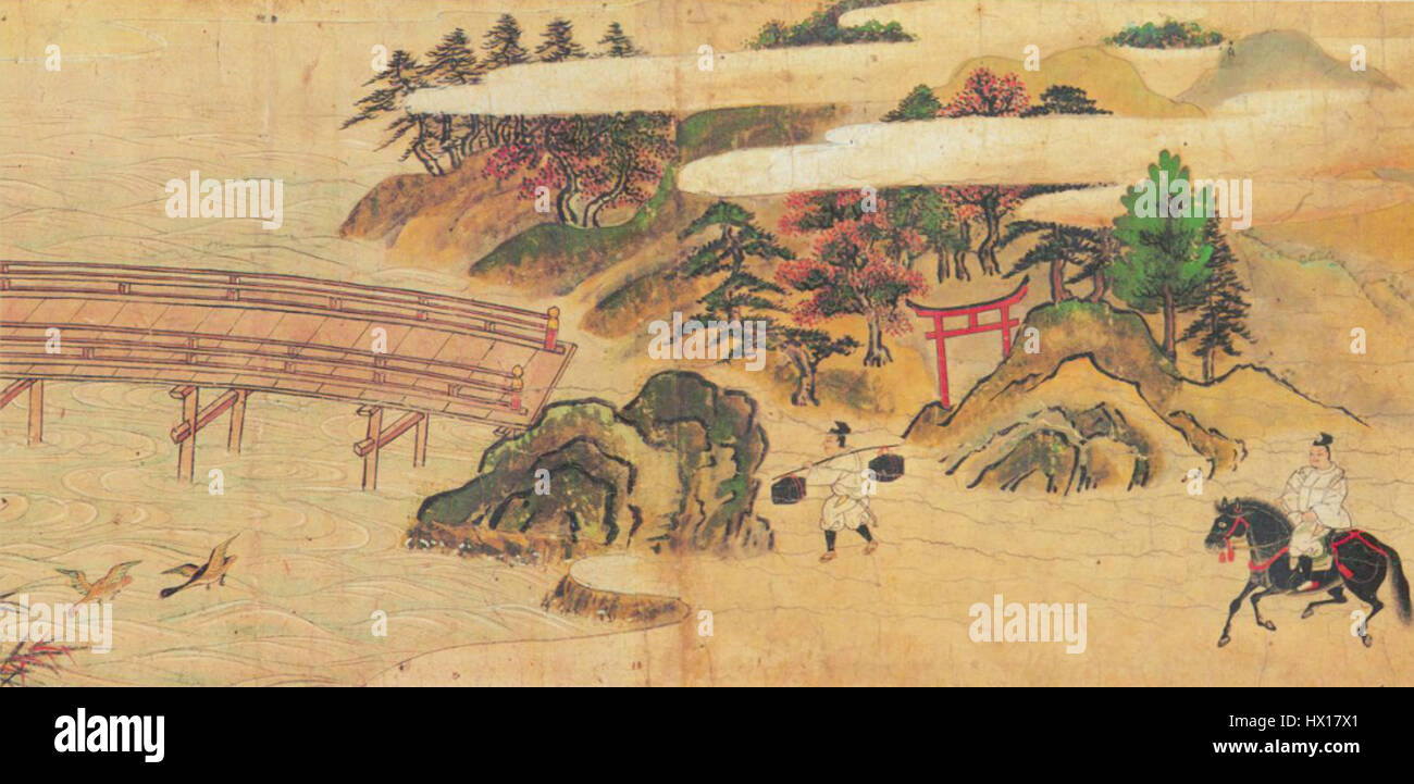 This detail from the 'Dojoji Engi Emaki' illustrates a scene from the ...