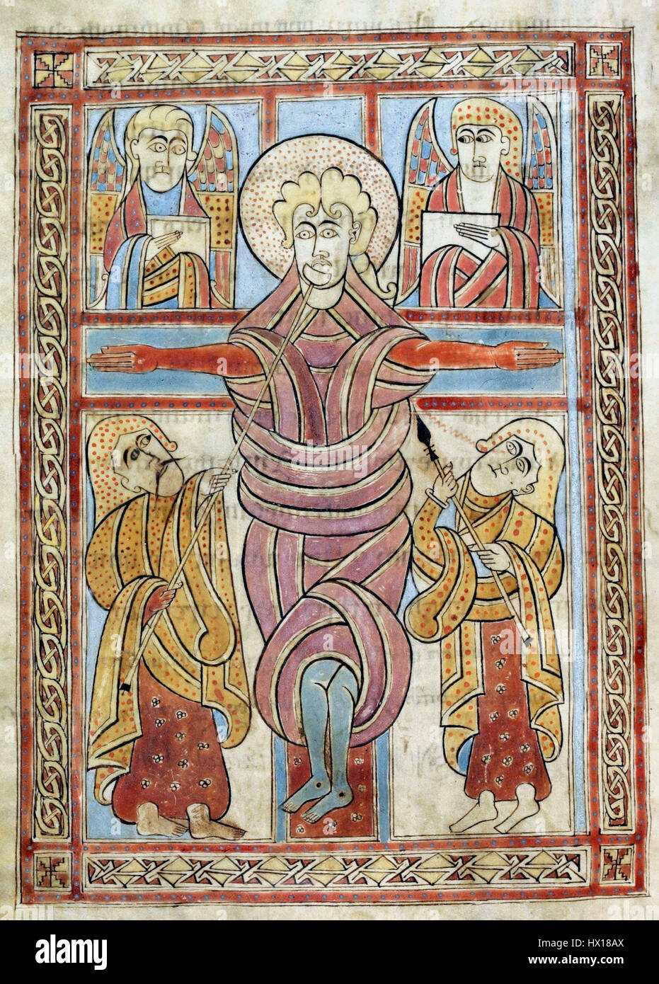 The 'Crucifixion' from the Sankt Gallen Gospelbook is a vivid and ...