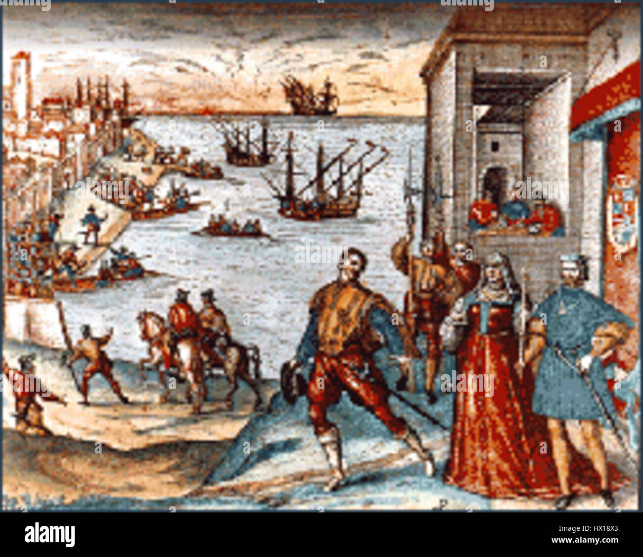 This 16th-century engraving depicts Christopher Columbus, the famed ...