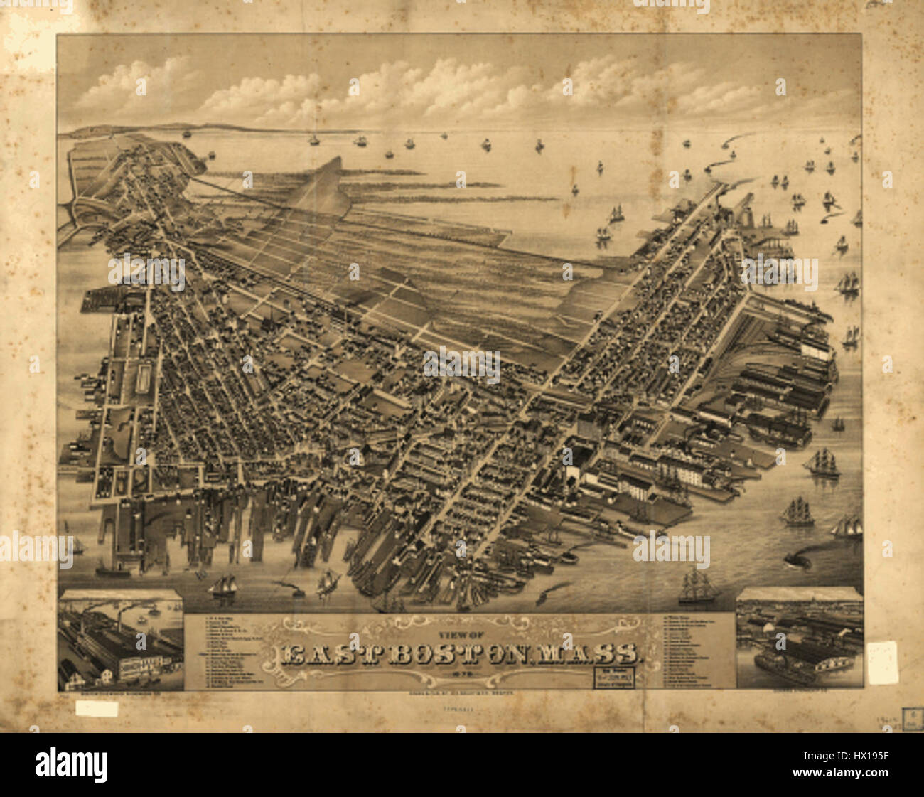 East Boston Arial, a map from 1879, depicts the urban layout of East ...