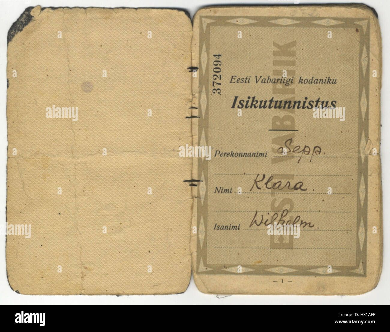 The 'Eesti isikutunnistus' from 1927 is an Estonian identity card, a ...
