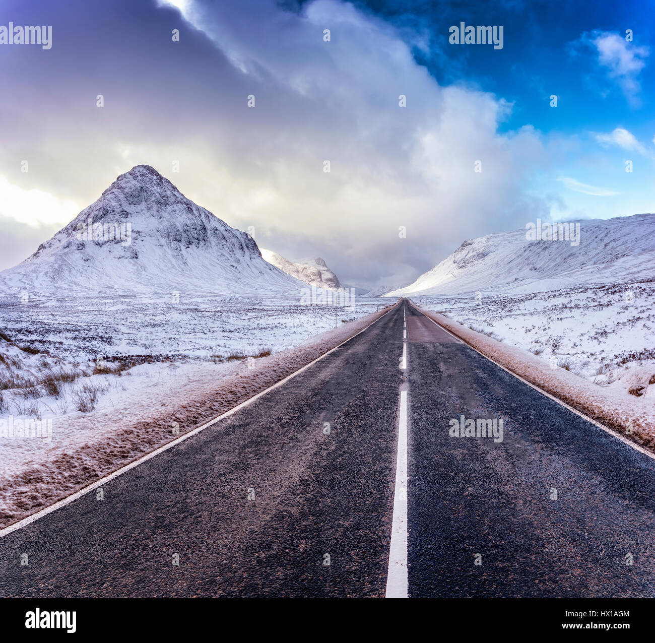 UK, Scotland, Glencoe, A92 road in winter Stock Photo - Alamy