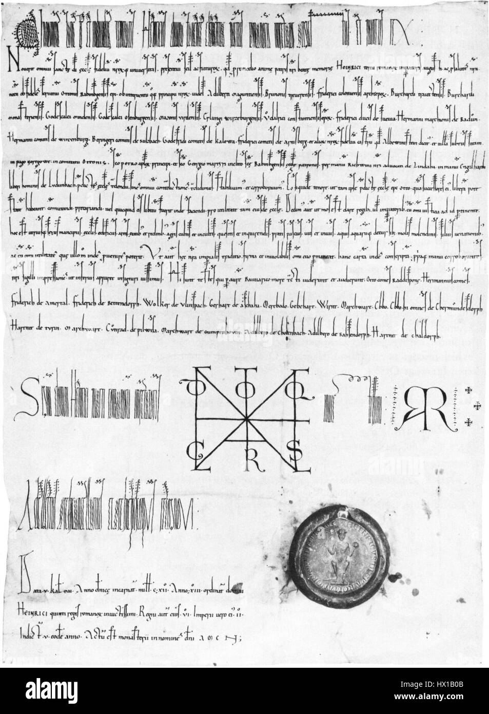 Emperor Henry V, charter of 1112 Stock Photo - Alamy