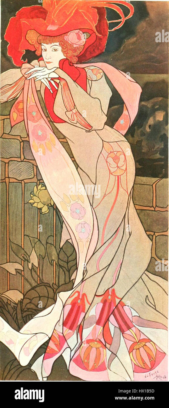 'Lady' by Georges de Feure depicts a female figure in an elegant and ...