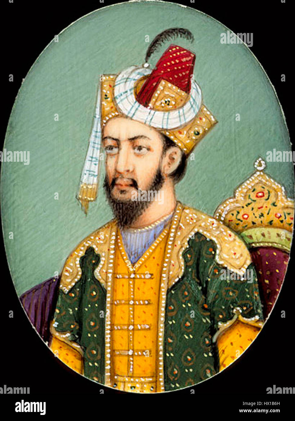 This cropped image depicts Emperor Humayun, the second Mughal emperor ...
