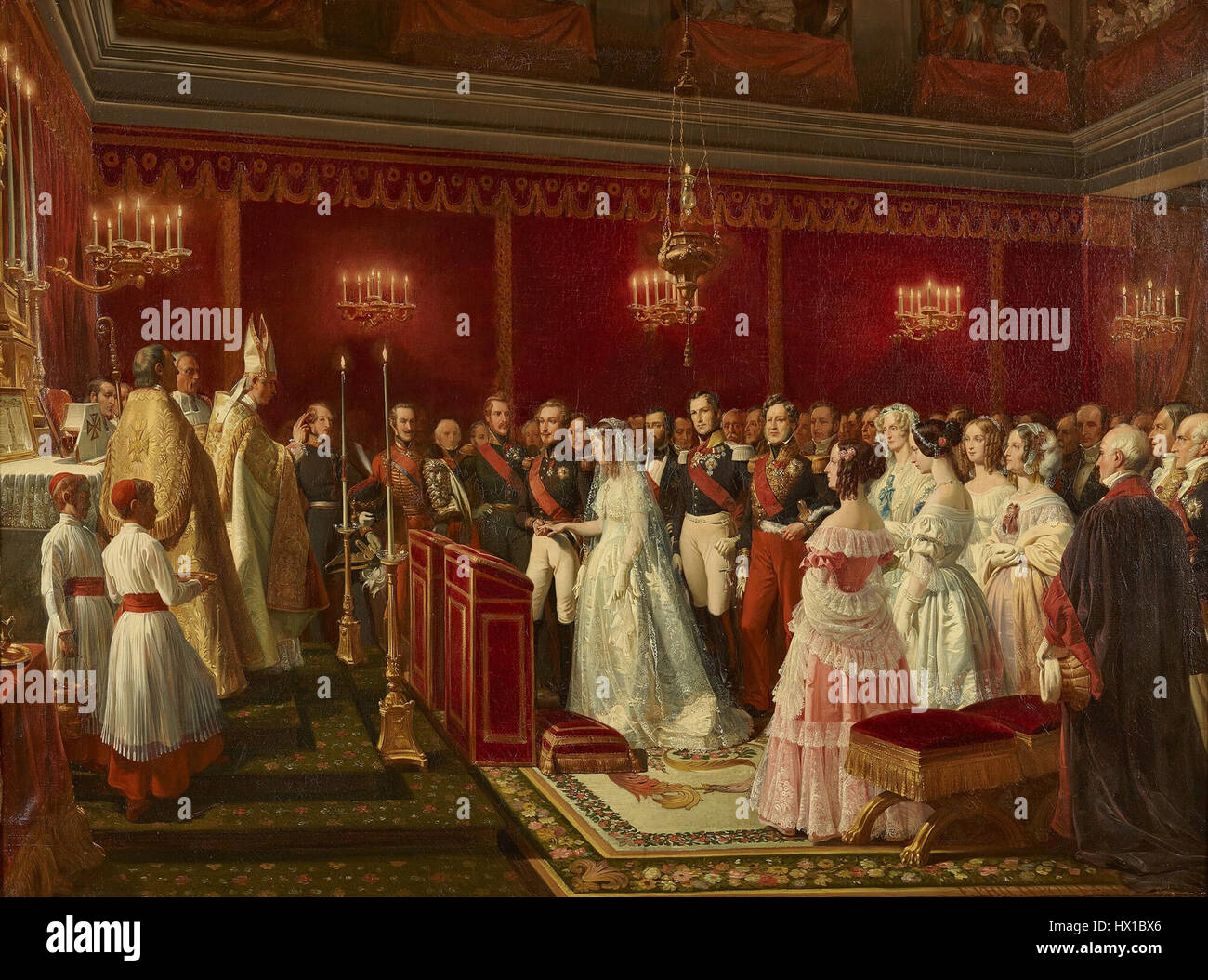 The painting 'Duc Nemours Mariage Saint Cloud' depicts the wedding of ...