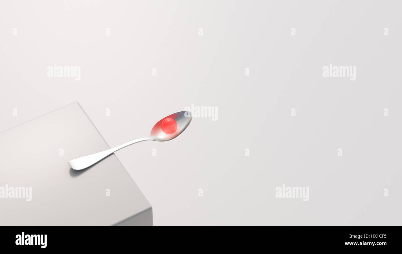 Floating spoon with red sphere, 3D Rendering Stock Photo - Alamy