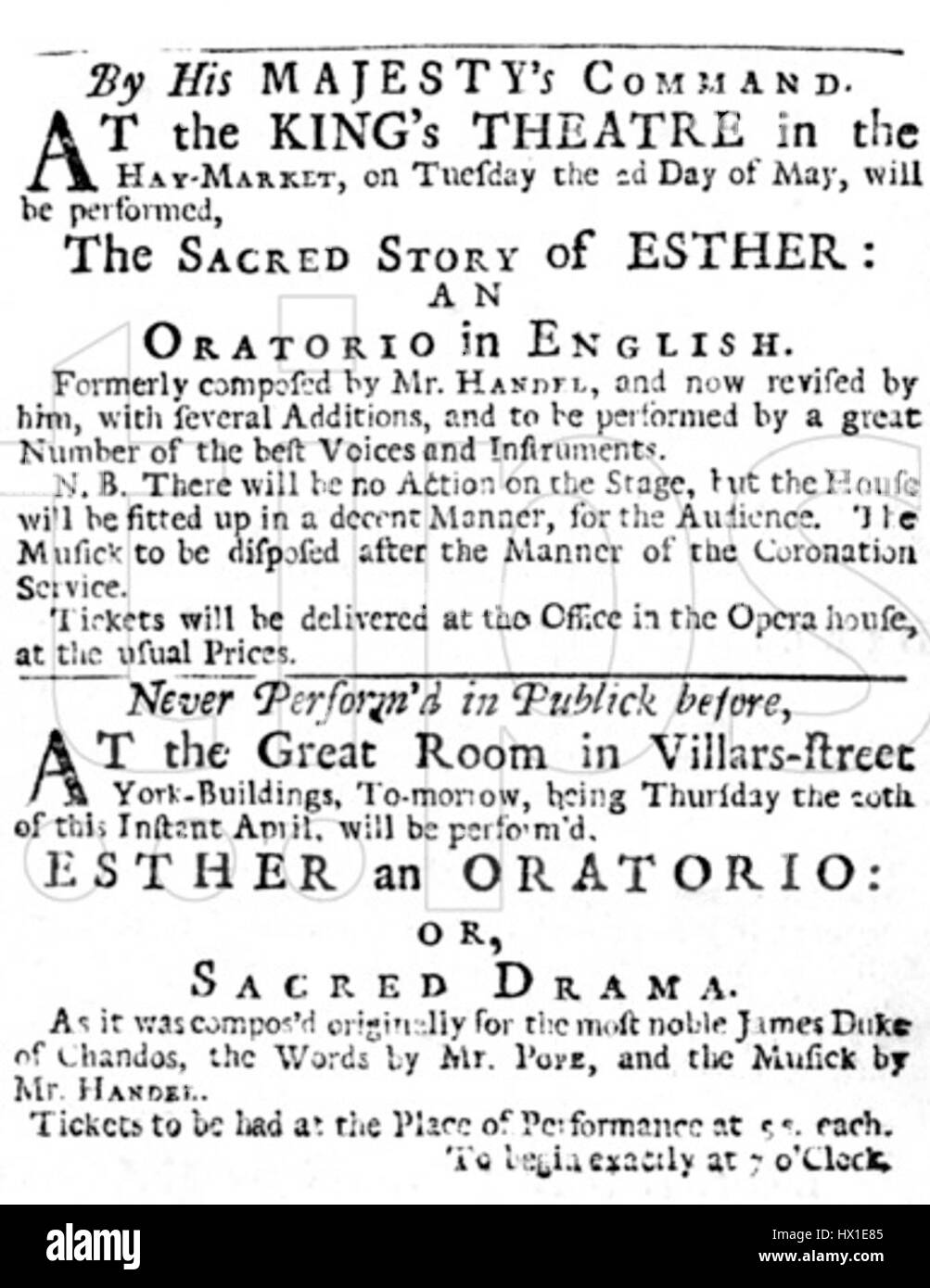 An 'Esther playbill' refers to a promotional poster or flyer ...
