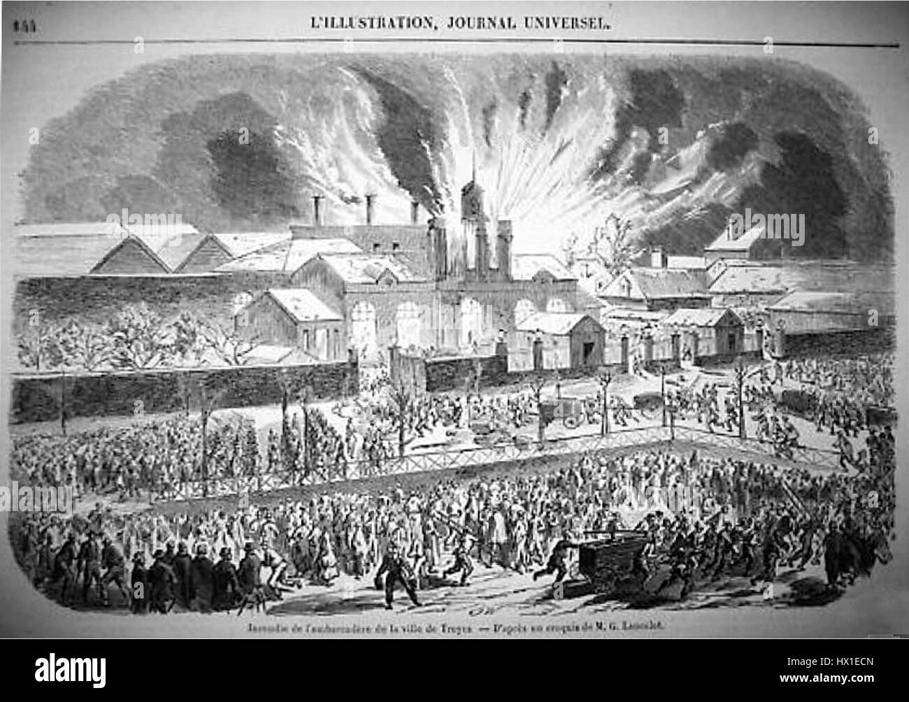 'Gare Troyes incendie' (1855) is a historic photograph documenting the ...