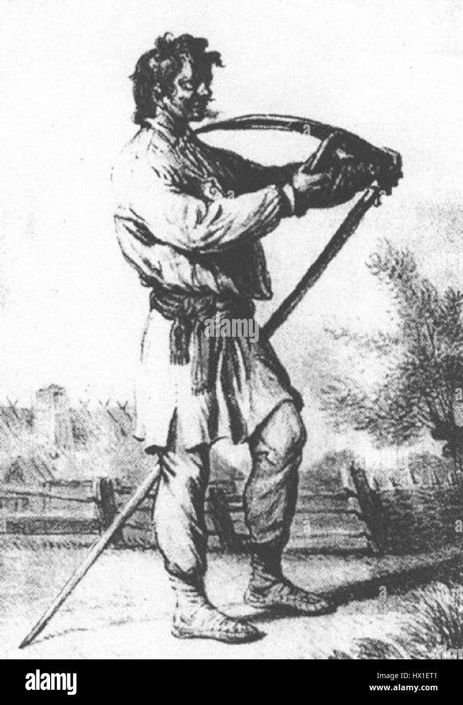 Farmer with a scythe Stock Photo - Alamy