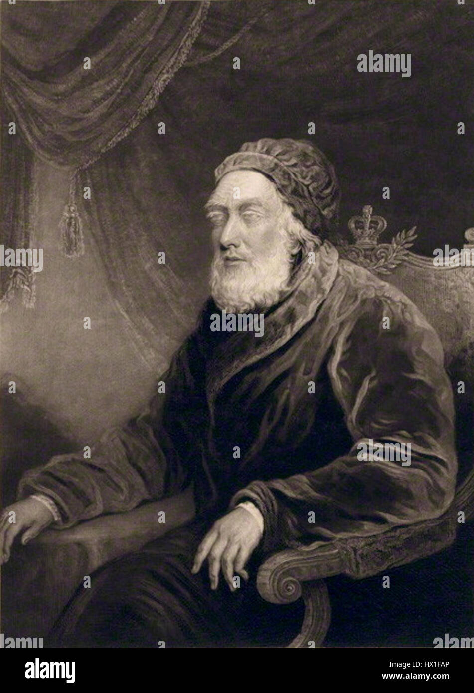 The portrait of King George III from 1820 presents the monarch in a ...