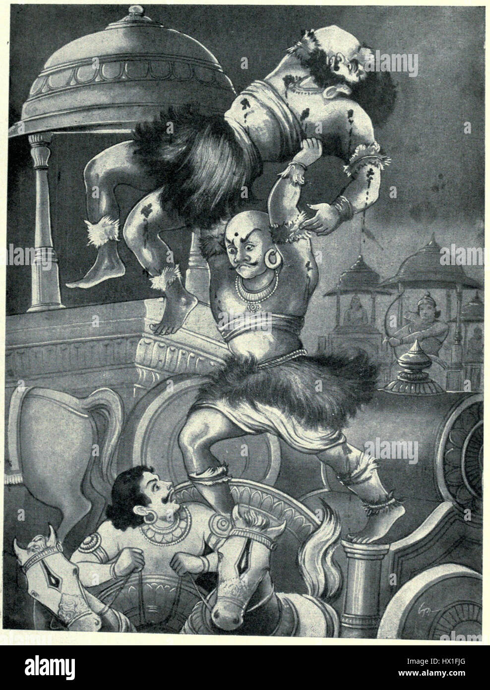 In this depiction from Hindu mythology, Ghatotkacha, the mighty son of ...