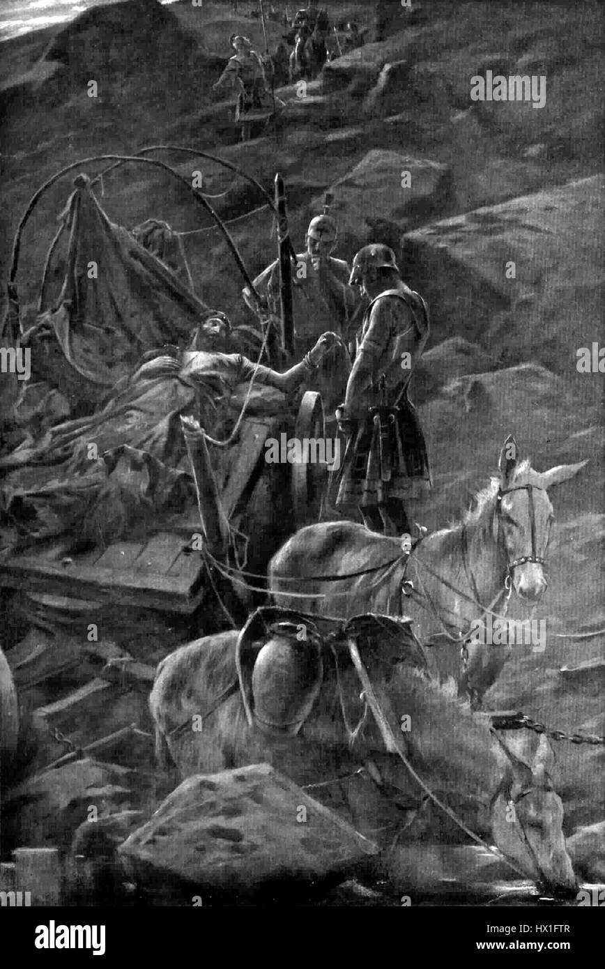 The cropped version of 'Death of Darius' by André Castaigne, an artwork ...