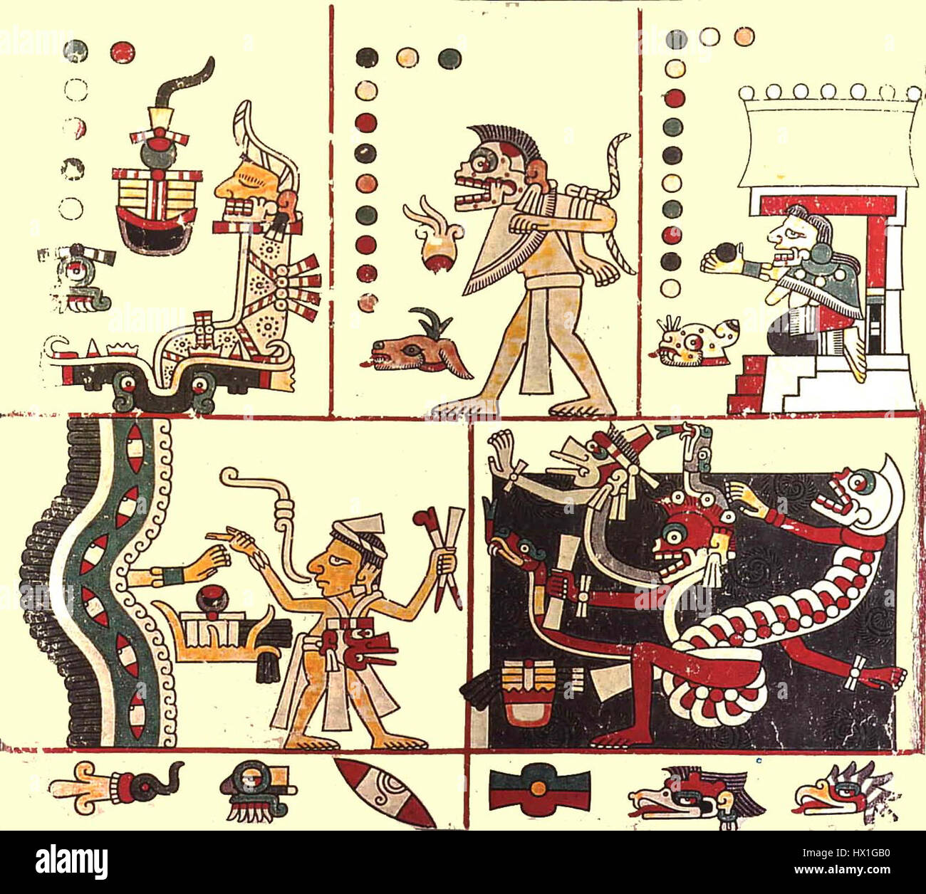 *Codex Laud* (folio 44) is a page from a pre-Columbian manuscript, the ...