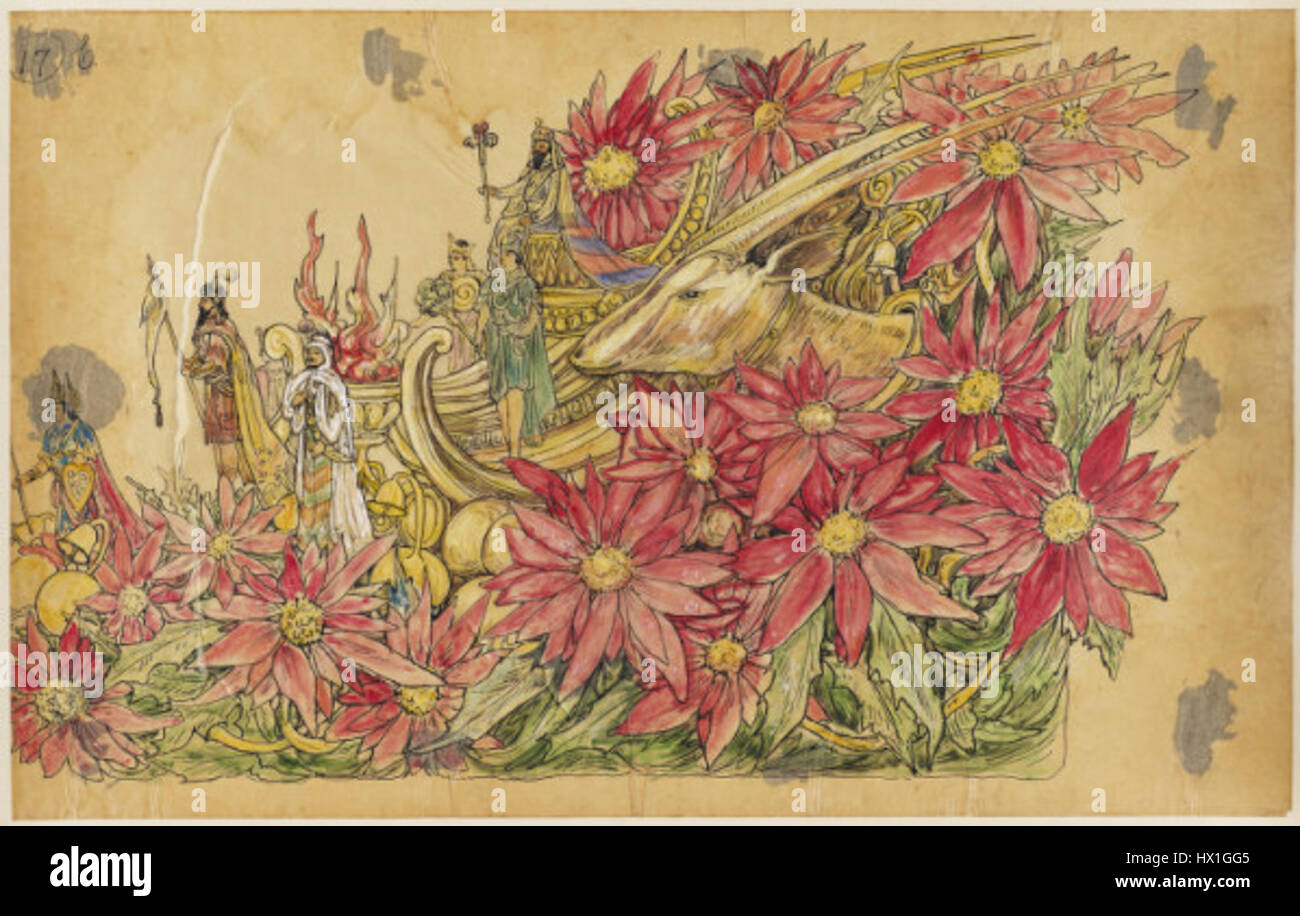 'Comus 1910, King of Abyssinia' by an unknown artist depicts a dramatic ...